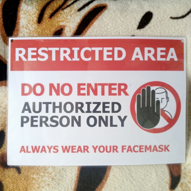 Laminated Restricticted Area Signages A4size Makapal 250mic Matibay ...