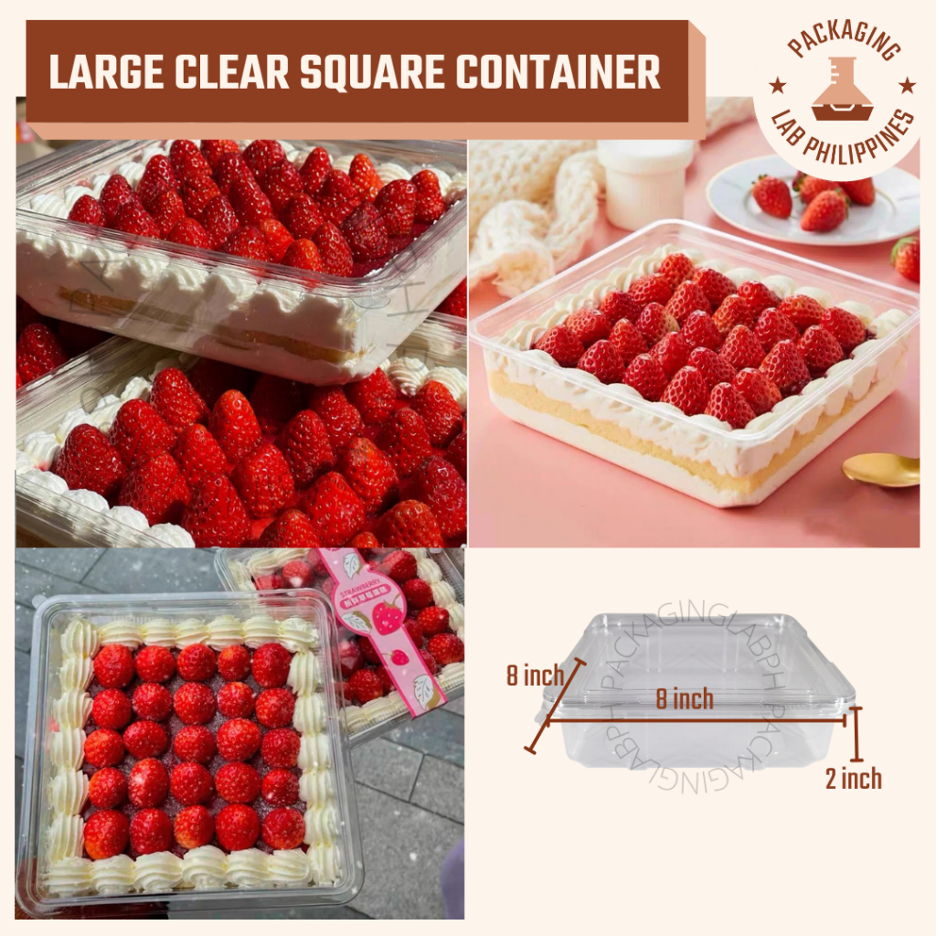 [10pcs] Large Square Clear Container Deli Dessert Box Dessert Party ...