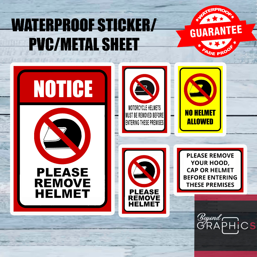 Beyond Graphics Please Remove Helmet Sticker PVC Metal Sheet Sign ...