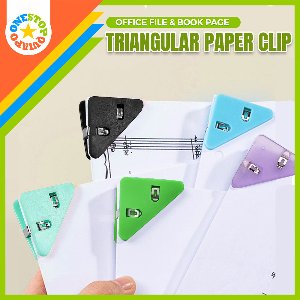 OSQ Transparent & Pastel Triangular Small Paper Clip Clamp For School ...