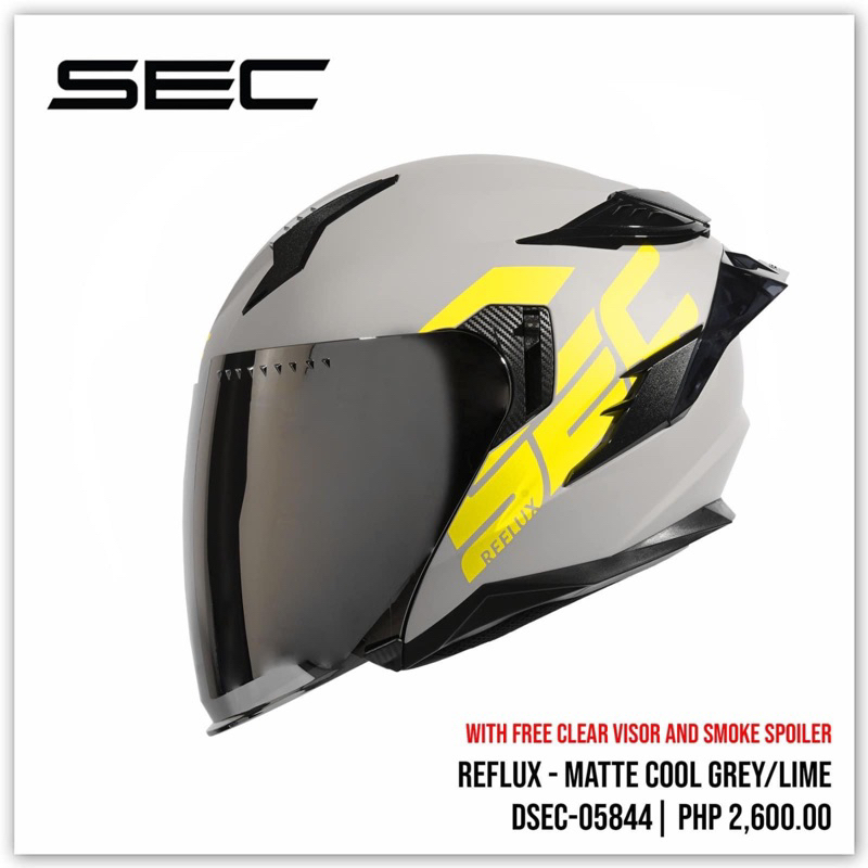 SEC Helmet - Reflux 2023 (Half Face, Dual Visor) | Shopee Philippines
