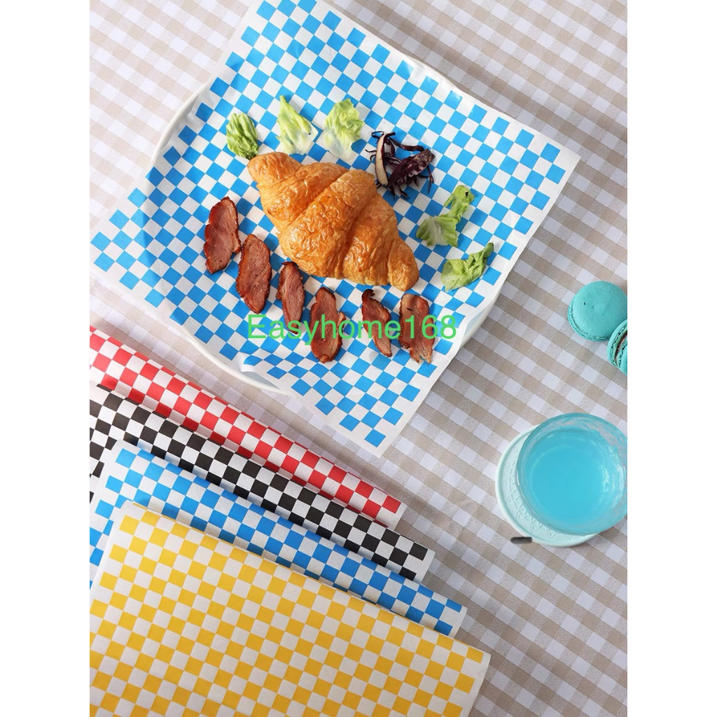 100pcs Greaseproof Paper Checkered Oil Proof Sandwich Paper Fries ...