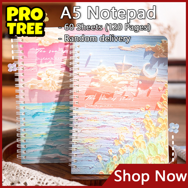 A5 Oil Painting Coil Notebook Spiral Landscape Aesthetic Classroom ...