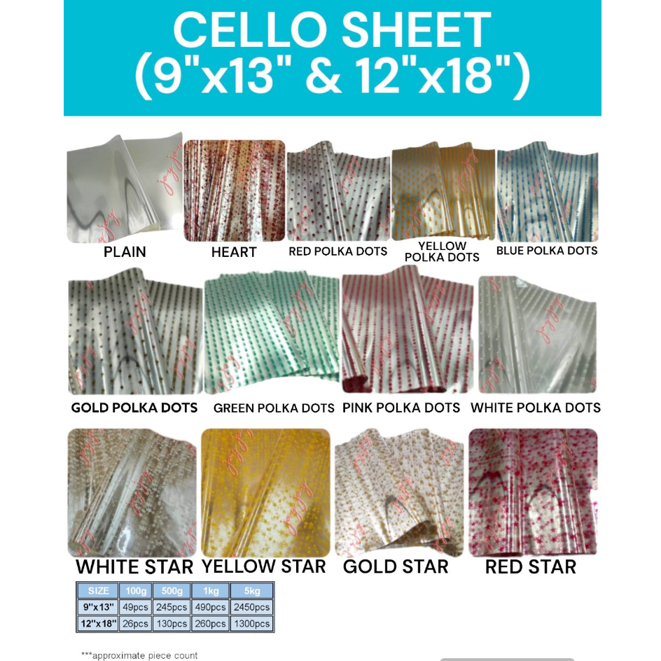 Cello Sheet l 500g & 1kg l 9"x13" & 12"x18" l Baking l Food Wrapper l ...