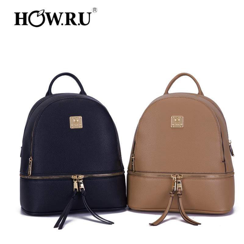HOWRU PLAIN BACKPACK LEATHER 2compartment | Shopee Philippines