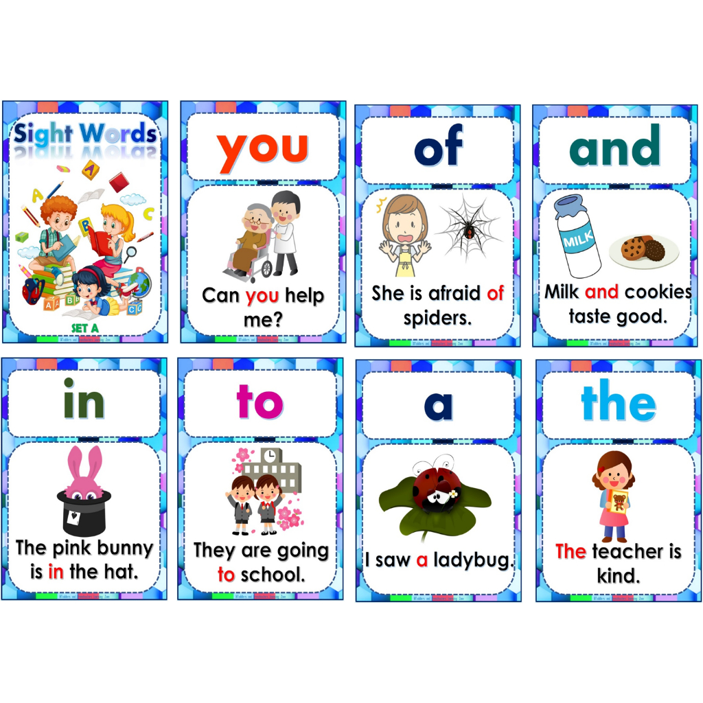 Sight words with picture and sample sentence |50 pcs | Shopee Philippines