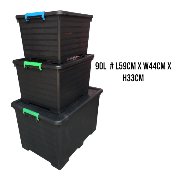 STORAGE BOX , 90L Heavy Duty Storage box with wheels and handle/storage ...