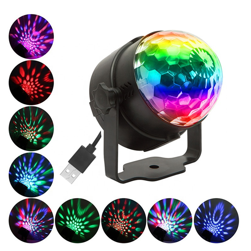 USB Sound Activated LED Disco Light Ball, RGB Color Changing Sound ...