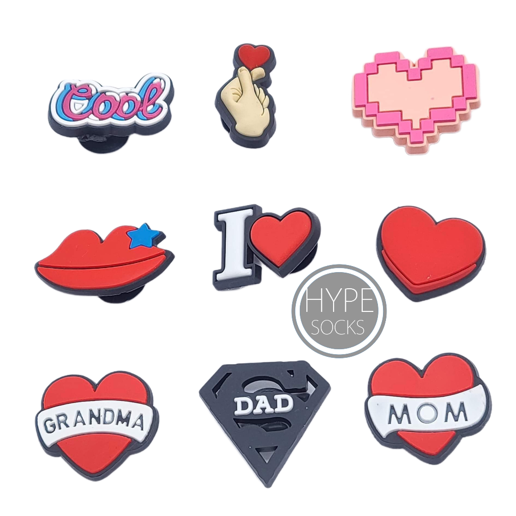 love/heart - Jibbitz Crocs Pins for shoes bags -COD | Shopee Philippines