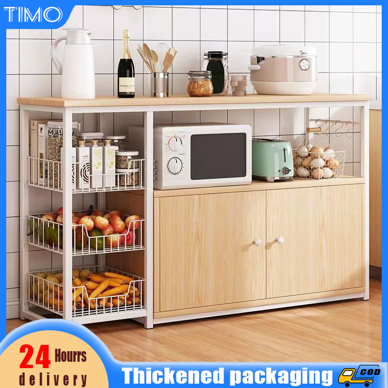 Microwave Oven Rack Kitchen Cabinet Wooden Kitchen Condiment Multi ...