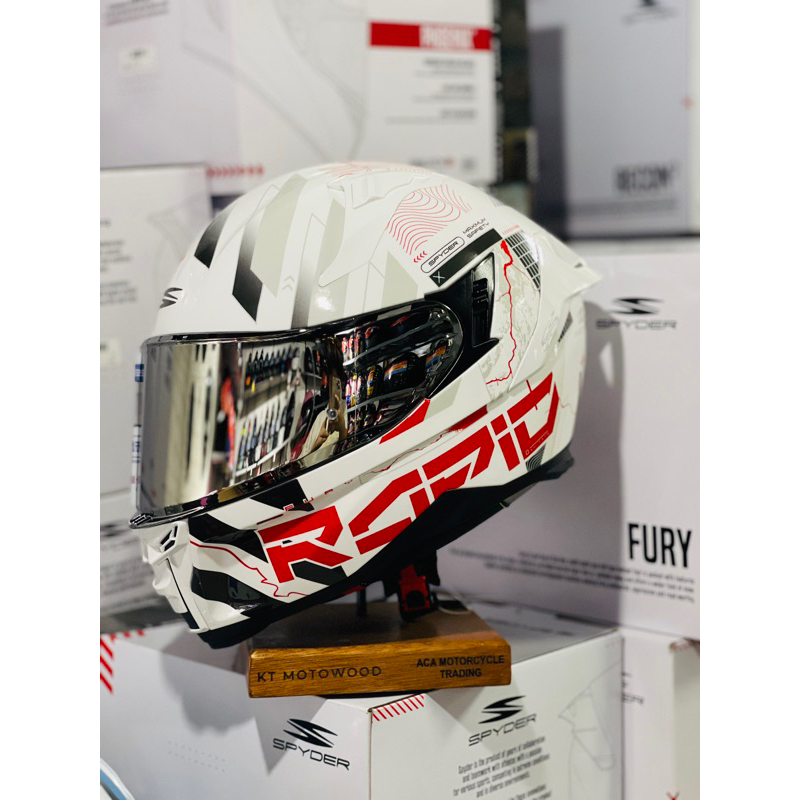 SPYDER FURY S8 Full-Face Dual Visor Helmet with FREE CLEAR VISOR (RAPID ...
