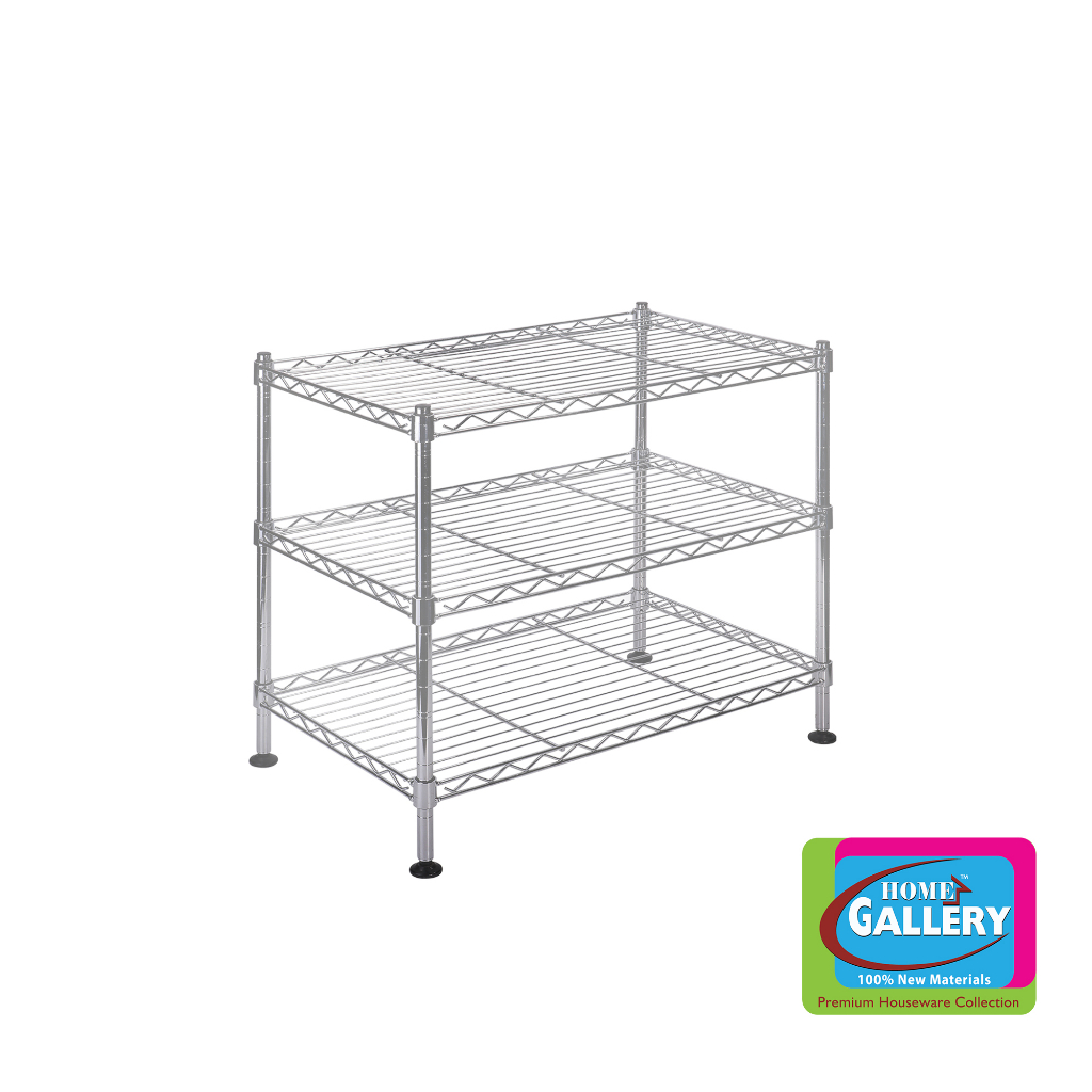 Home Gallery 3-Tier Wire Chrome Shelf Adjustable Height Open Storage ...