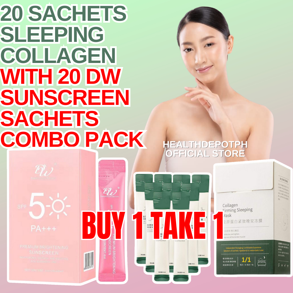 20 Sachets Sleeping Collagen with 20 DW Sunscreen Sachets Combo Pack ...