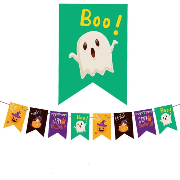 Halloween theme BOO Ghost Happy Halloween Hanging flag cardboard banner ...