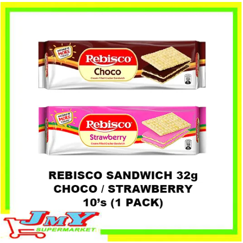 JMY REBISCO SANDWICH CHOCO / STRAWBERRY 32g x 10's (1 PACK) | Shopee ...
