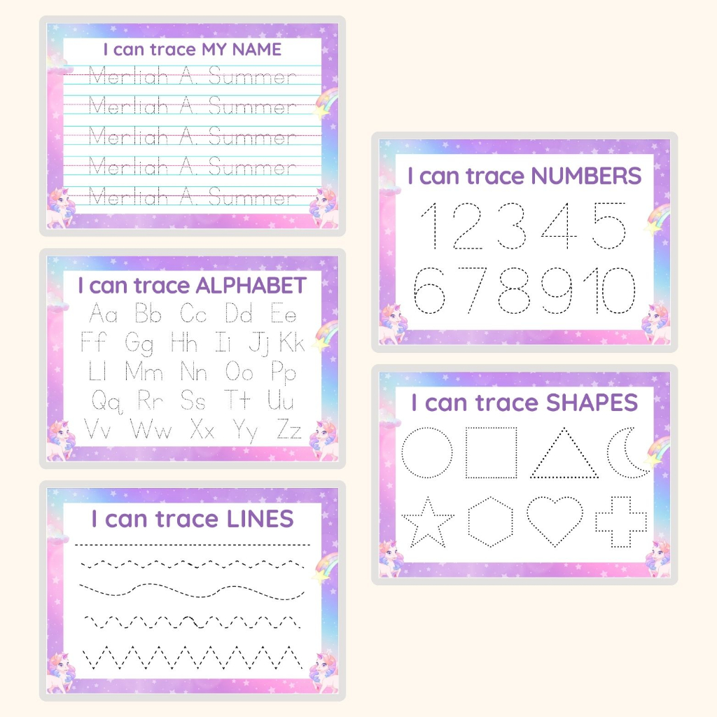 I CAN TRACE Customized Tracing Chart A4 Laminated for Toddler and Kids ...
