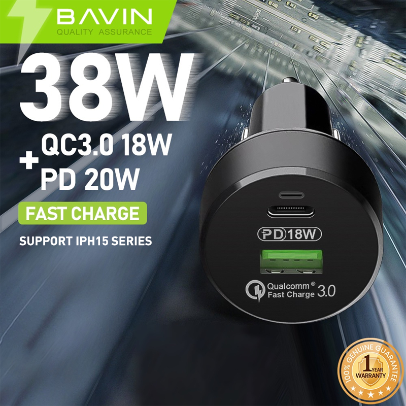 BAVIN PC309 20W Qualcomm3.0 + 18W Pd Fast Charging Car Charger Dual ...