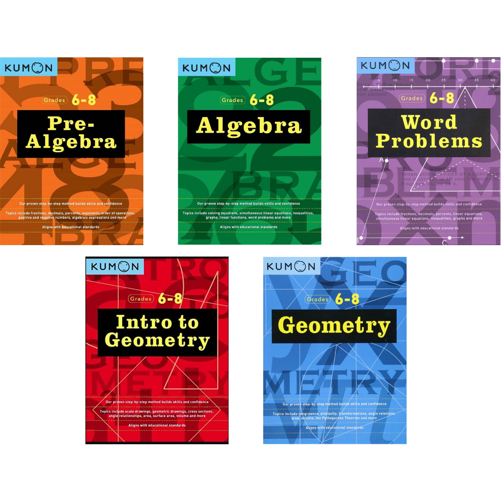 Kumon Grades 6-8: Pre-Algebra, Algebra, Intro to Geometry, Geometry ...
