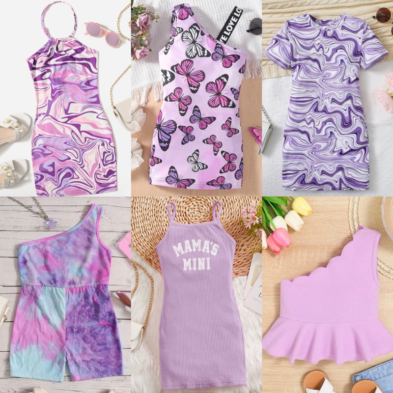 (4-7 YEARS) Authentic Purple Violet Girls Kids Dress Romper High ...