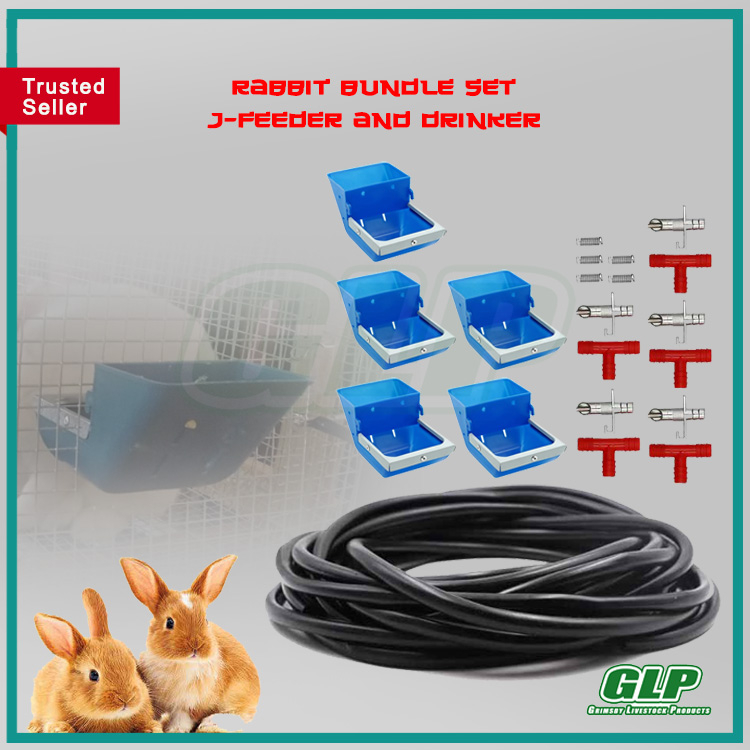 GLP Nipple Drinker + J Feeder + Black Hose | Rabbit Drinker and Feeder ...