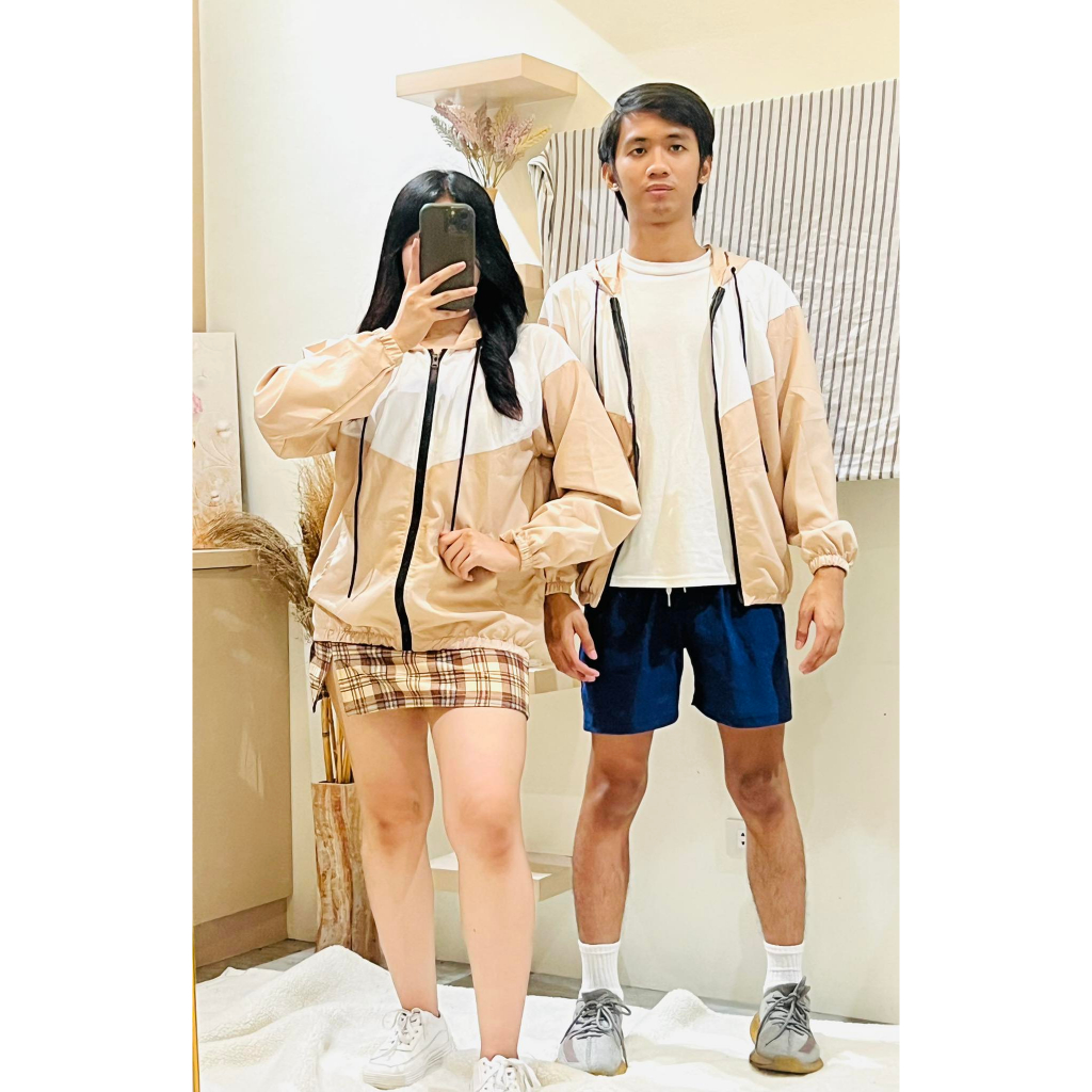 TWO-TONED TASLAN Hooded Windbreaker Jacket Drifit with Zipper ...