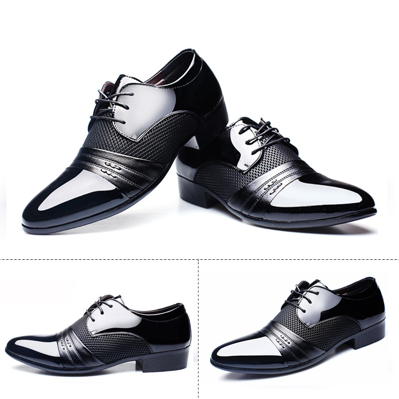 CHRISTEN Men's black business leather pointed toe shoes leather shoes ...