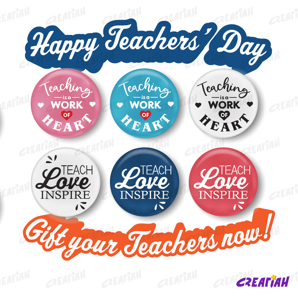 Teachers' Day Gift Thank You Teacher BUTTON PIN Badge | CREATIAH ...