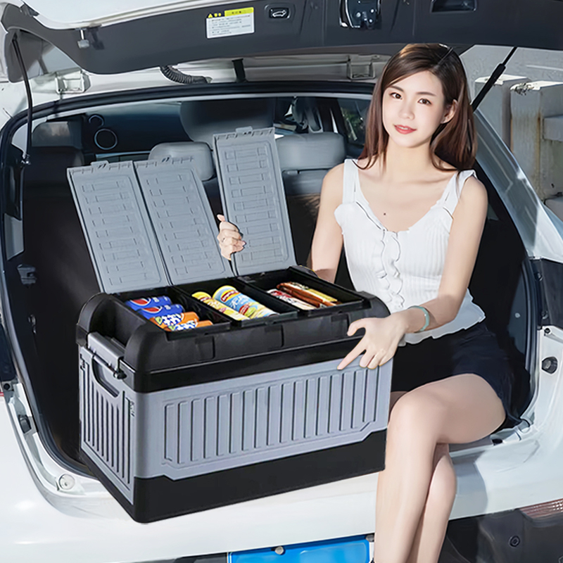 Car storage box large capacity 75L double-layer foldable car organizer ...