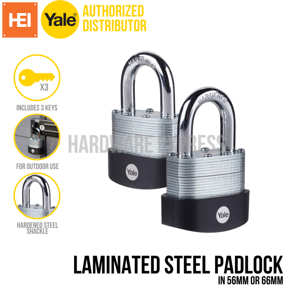 YALE Laminated Steel Padlock (Outdoor Hardened Steel Shackle Lock for ...