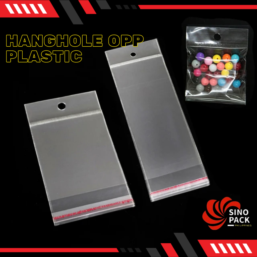 100pcs OPP Plastic With Liner Adhesive and Hole Hang Tag Packaging ...