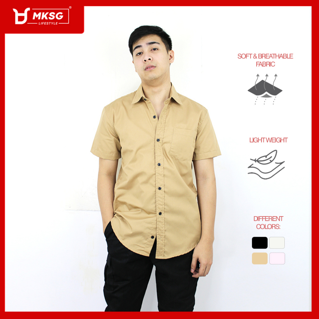 MKSG Plain Buttoned-down Polo Khaki For Men with FREE Wallet (Short ...