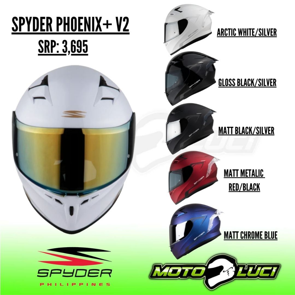Spyder Full-Face Helmet Phoenix + P S0V2 (FREE Clear Visor) | Shopee ...