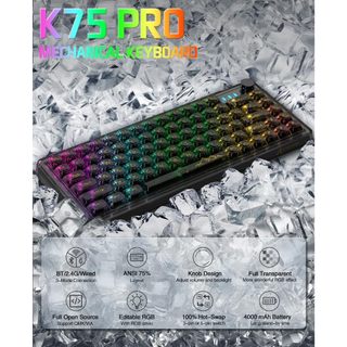 Attack Shark K75 Gasket Mount Hot-Swappable Wired RGB Crystal Clear ...