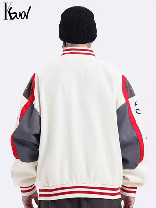 KSUAL M M Varsity Jacket For Men Plus Size Vintage Racing Jacket White ...