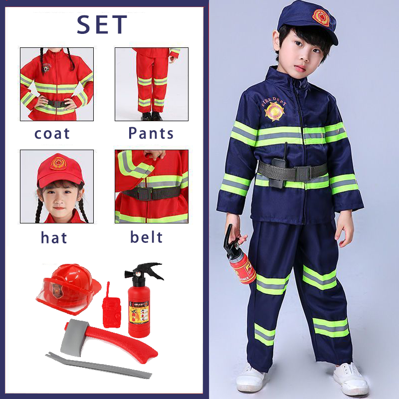 Kids Sam Fireman Costume Uniform Cosplay Children Clothing Boy Girl ...