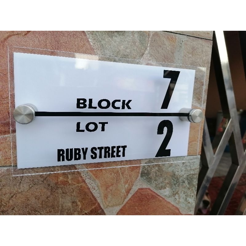 HOUSE NUMBER/BLK AND LOT SIGNAGE 5"X9" DOUBLE ACRYLIC WITH TOX BOLTS ...