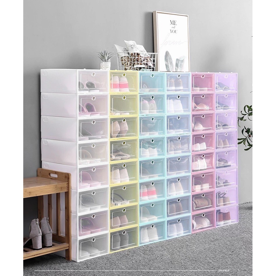 Candy Color Shoe Box Foldable Drawer Case Storage Organizer | Shopee ...