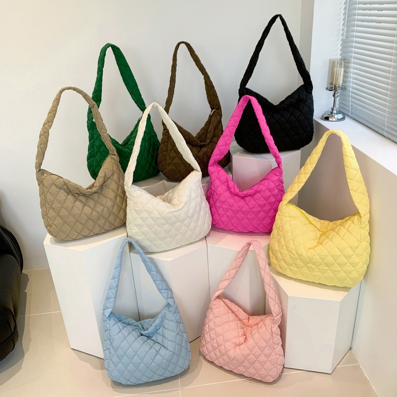 Retro Lattice cloud shoulder woman handbag simple tote bag quilted ...