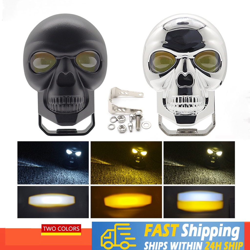 Motorcycle Skull Headlight Universal LED Waterproof Motorcycle Retro ...