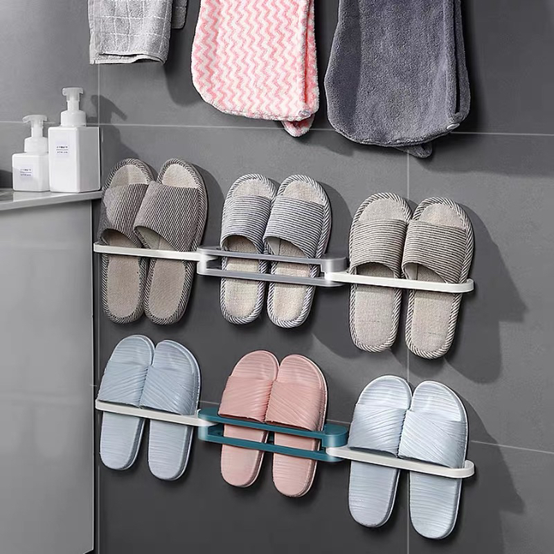 Bathroom Slipper Rack Foldable Hole-free Wall Bathroom Shoe Drain ...