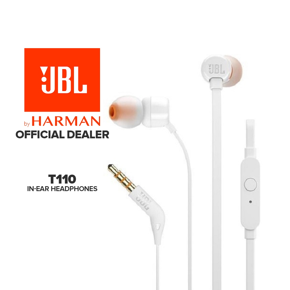 JBL T110 In-Ear Headphones / tangle-free flat cable / lightweight ...