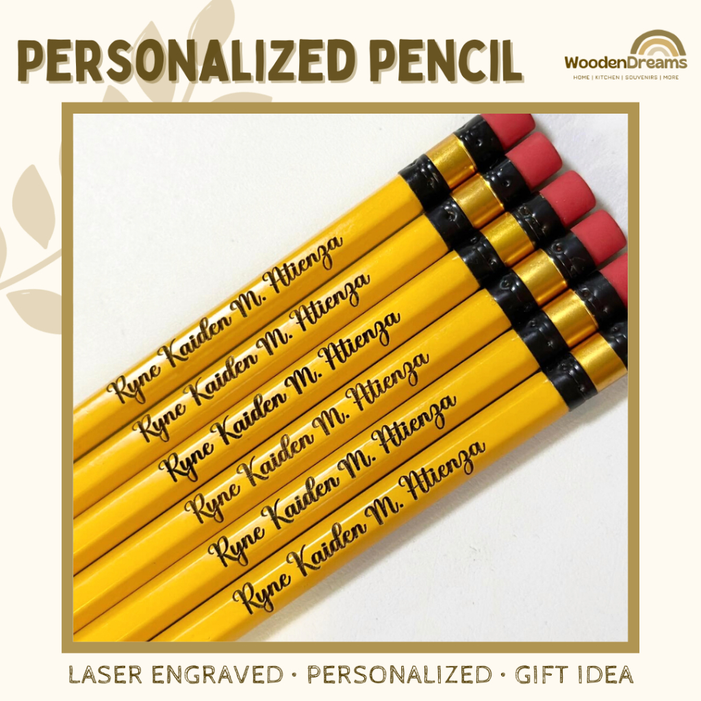 Personalized Mongol Pencil Writing Pencils (Laser Engraving) | Shopee ...
