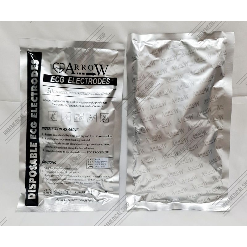 ECG Electrodes with pregelled AG/AGCL Sensor ARROW Brand 50electrodes ...