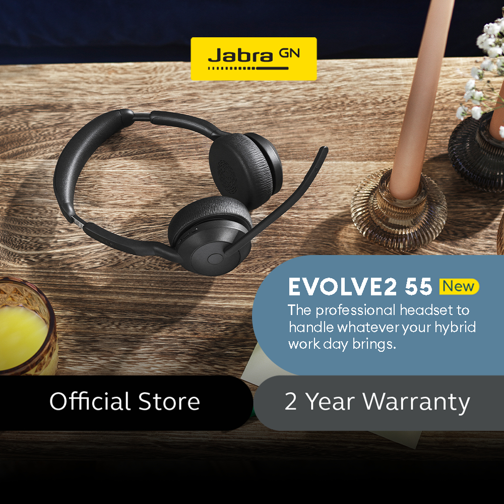 Jabra Evolve2 55 Stereo Wireless Headset with AirComfort Technology ...