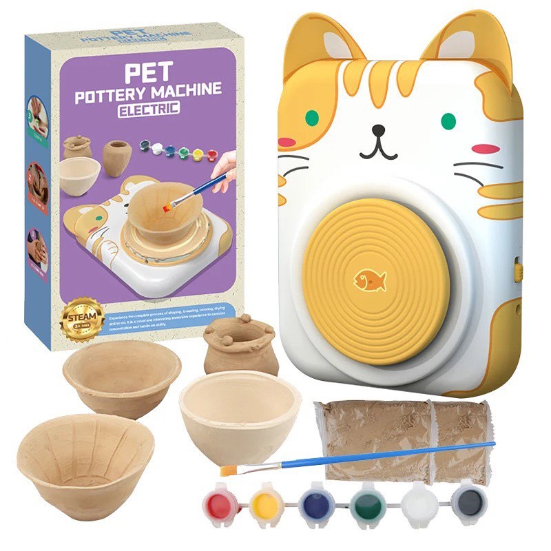 KIDS POTTERY MACHINE CUTE PET THEME DIY PORTABLE POTTERY FOR KIDS TOYS ...
