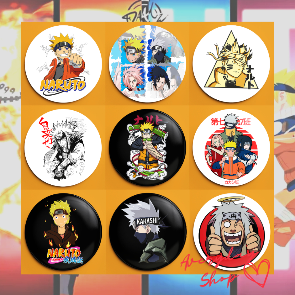 Naruto Button Pin 2.25 Inch Set 1 [Ordinary / Matte / Glitter / Rainbow ...