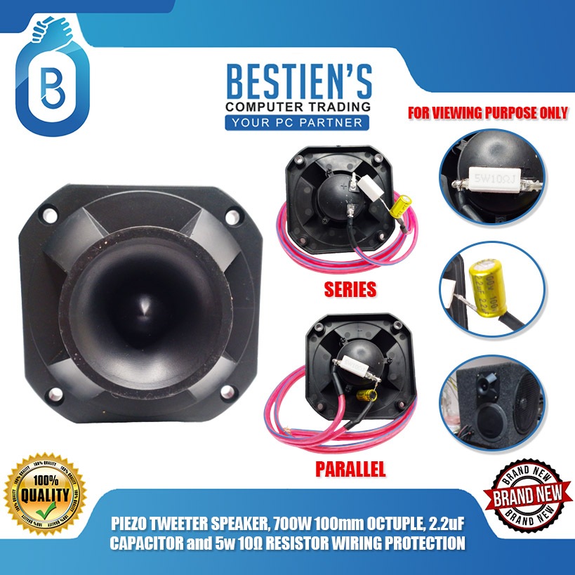 PIEZO TWEETER SPEAKER, 700W 100mm OCTUPLE, 2.2uF CAPACITOR and 5w 10Ω ...