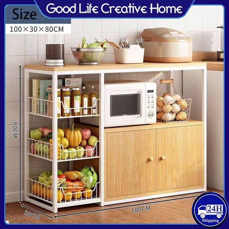 Kitchen Organizer Storage Rack Microwave Oven Self Cabinet Rack Multi ...