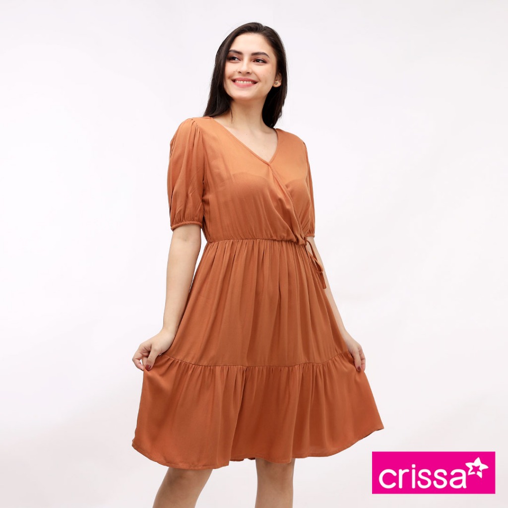 Crissa Bold Twill Woven Rayon Short Sleeves Dress CSDT25-0011 | Shopee ...