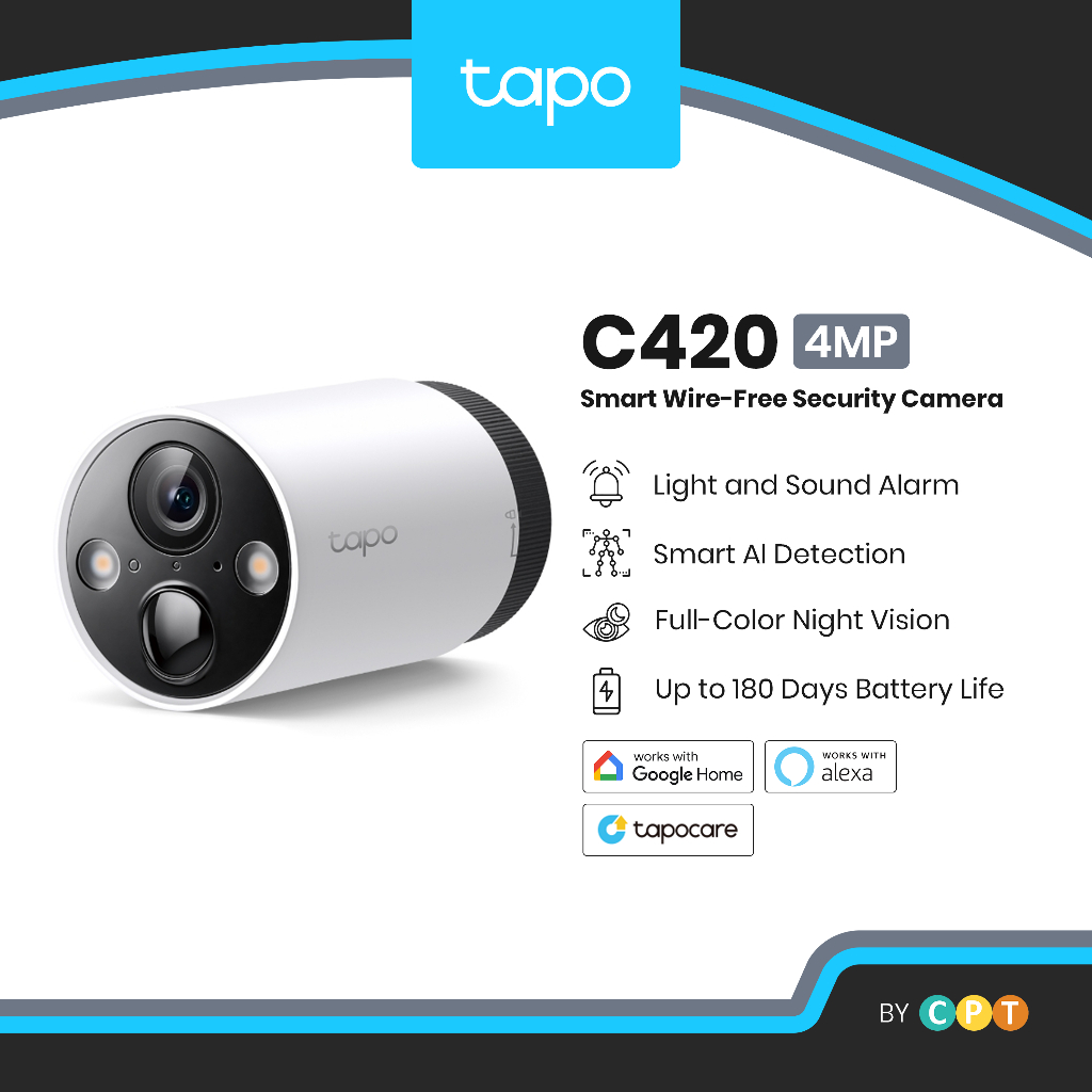 TP-Link Tapo C420 2K QHD IP65 Smart Wire-Free Security Smart Camera ...